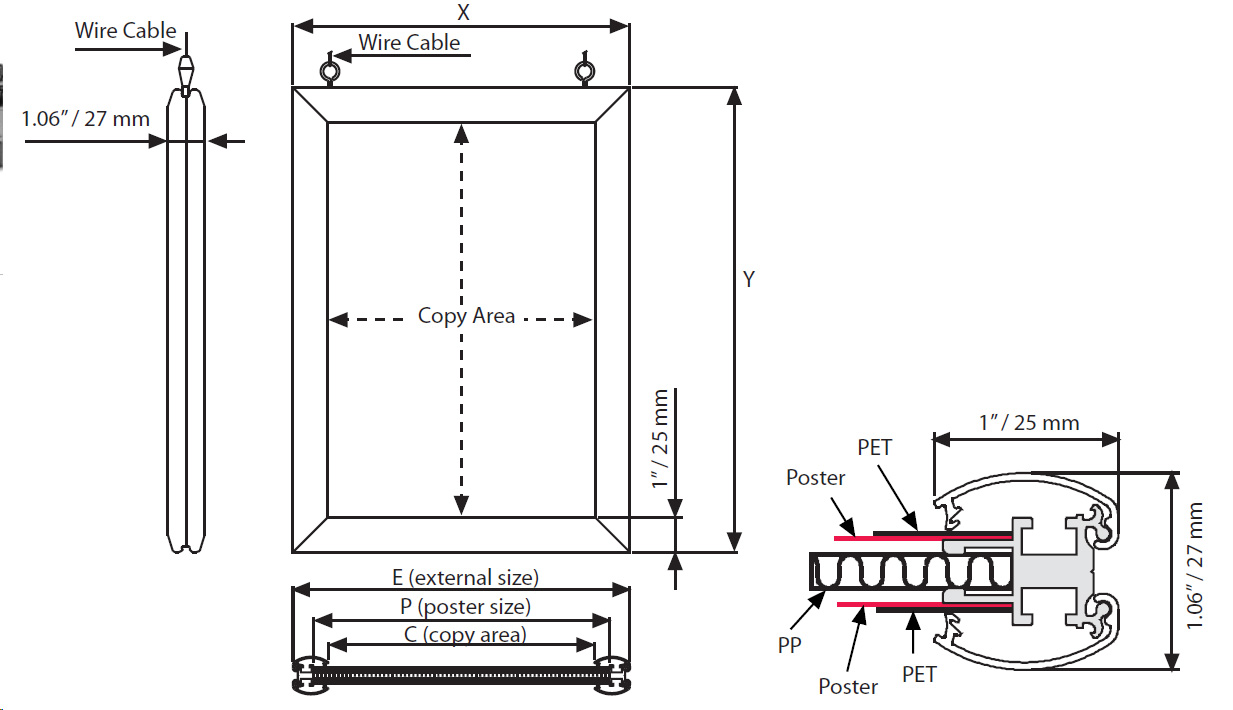 Double Sided Snap Frame 1" - MT Displays