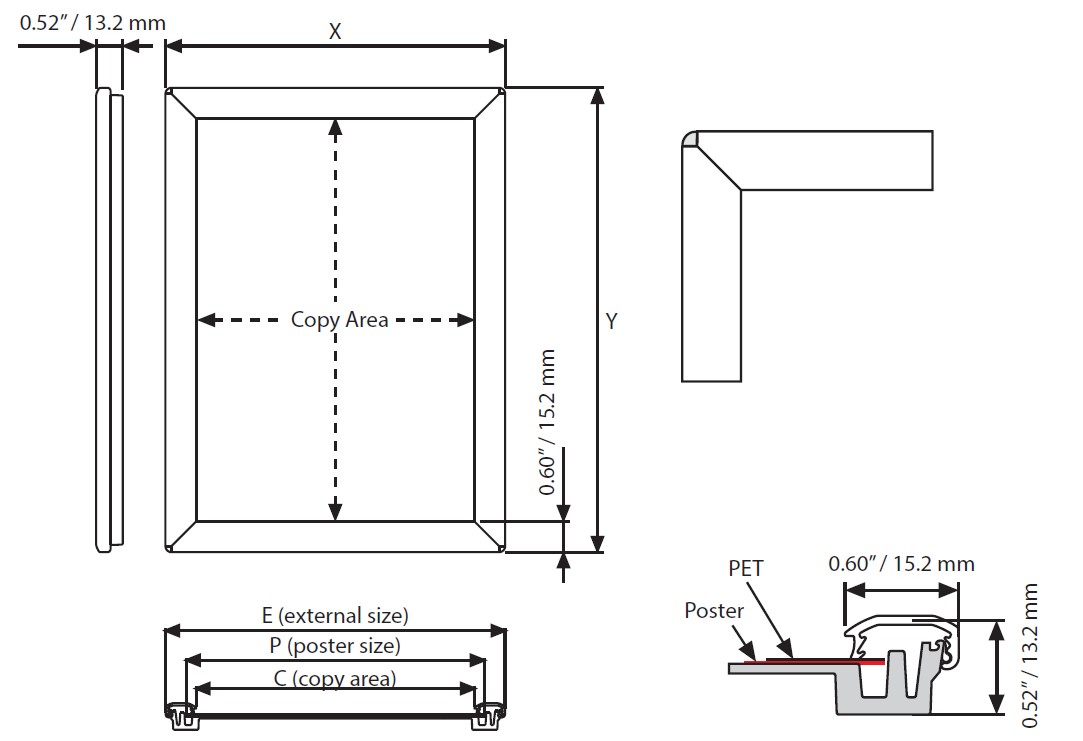 Opti Frame 0.55" Silver - MT Displays